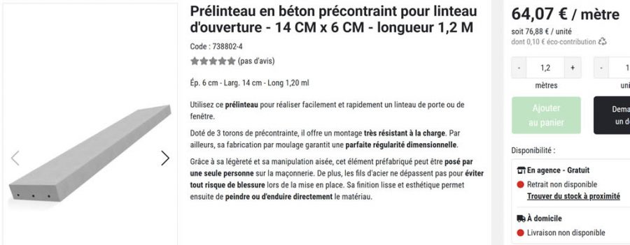 Linteau Beton 1m20